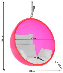 Tempo Kondela, s.r.o. Závěsné křeslo, růžová/stříbrná/bílá, BUBBLE TYP 1