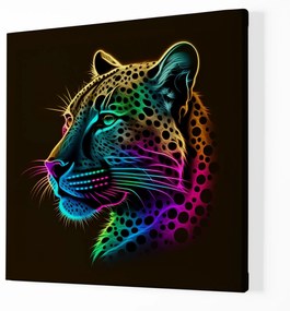 Obraz na plátně - Barevný zářící Gepard FeelHappy.cz Velikost obrazu: 80 x 80 cm