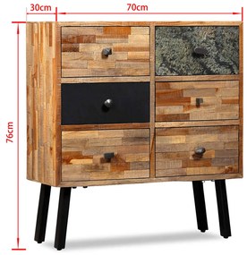 Boční skříňka s 6 zásuvkami recyklovaný teak 70 x 30 x 76 cm,  245405