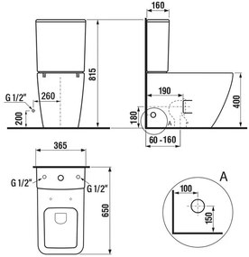 Sapho Porto WC kombi rimless, spodní/zadní odpad, bílá PC102WR