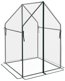 Outsunny fóliový skleník Skleník s dvojitými dveřmi větruodolný rostlinný domek pro zahradu 90 x 90 x 145 cm z průhledného PE |