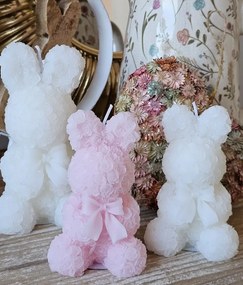 Růžová růžičková svíčka ve tvaru králíčka Rabbi Rose - 7*7*12 cm/ 8h
