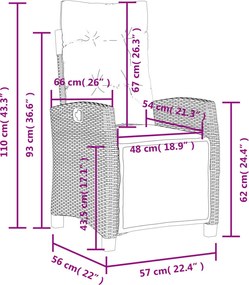vidaXL Polohovací zahradní křeslo s podnožkou polyratan [365232] Barva: Šedá