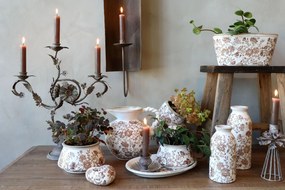 Mocca starý francouzský svícen s květy Charm Antique - 35*11*41 cm