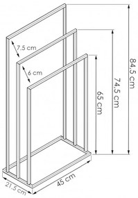 Erga Wieszak na ręczniki stojący do łazienki czarny 3 ramiona - Yoka