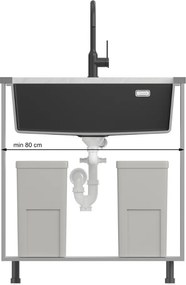 QUADRON Bílý kuchyňský granitový dřez Logan 110, jednokomorový k instalaci pod kuchyňskou desku