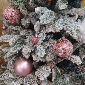Sada vánočních ozdob růžová lesklá 8 cm plastové koule, balení 6 ks