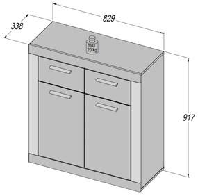 Sconto Komoda BACCIO 221 bílá/beton
