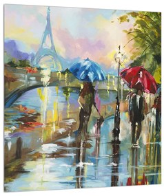 Obraz deštivého počasí a Eiffelovy věže (30x30 cm)