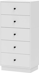 HOMCOM Komoda se 5 zásuvkami, dřevěný úložný kabinet v moderním stylu, 47 x 29 x 95 cm, bílá | Aosom
