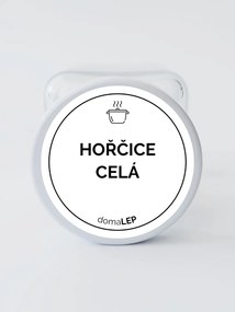 Samolepka na kořenky HOŘČICE CELÁ bílá 5 cm tučné písmo