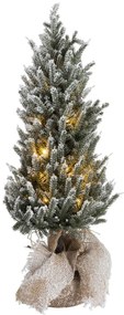 Zasněžený vánoční stromek v jutě se světýlky - Ø 20*60cm