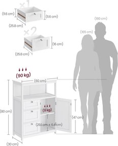 Komoda AUK-E1154 WT, mdf, bílá (60 x 30) cm