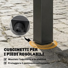 Outsunny rozkládací zahradní jídelní stůl pro 4–6 osob, 80/160 × 80 × 75 cm — černý, práškově lakovaný hliník s lamelovým povrchem