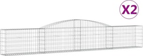 Klenuté gabionové koše 2 ks 400x30x60/80 cm pozinkované železo 3146840