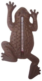 Nástěnný teploměr Frog, 23,5x12 cm, litina, hnědá