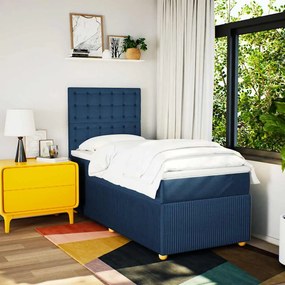 Box spring postel s matrací modrá 90x190 cm textil 3291931