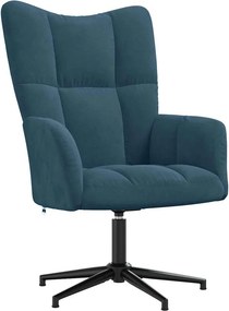 Relaxační křeslo se stoličkou modré samet 328116