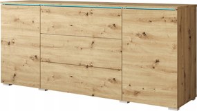Moderní komoda 150 cm do obývacího pokoje, matná, 3 zásuvky a 2 skříňky Dub Artisan