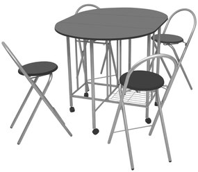 Pětidílný jídelní set skládací, MDF černý 243902