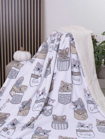 Beránková deka mikroplyš Exclusive 150 × 200 cm – Kočičky v kapse