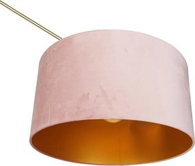 Moderní stojací lampa zlatá s sametovým stínítkem růžová 50 cm - Editor