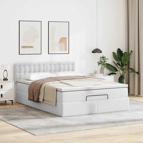 Osmanský rám postele s matrací bílý 140x190cm umělá kůže 3311304