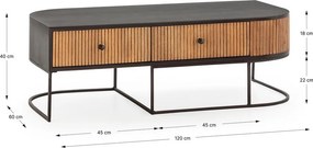 Konferenční stolek z mangového dřeva v přírodní barvě 60x120 cm Curve – MOME