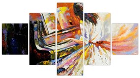 Obraz - Žena hrající na piáno (125x70 cm)
