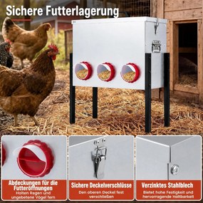 Costway Výškově nastavitelné krmítko pro drůbež 26 l se 6 otvory