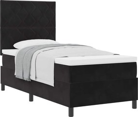 Postel s boxspringem s čelo Černý 90 x 200 cm samet 3339874