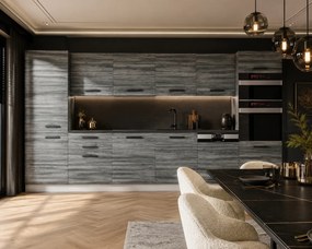 Kuchyňská linka Belini Premium Full Version 360 cm šedý antracit Glamour Wood s pracovní deskou NAOMI  TOR NAOMI/0/WT/GW/B/B1