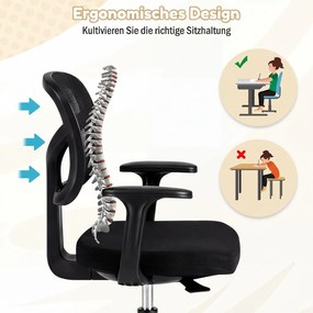 Costway Ergonomická dětská psací židle s nastavitelnou výškou a – černý