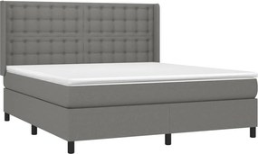 Box spring postel s matrací a LED tmavě šedá 160x200 cm textil 3138646