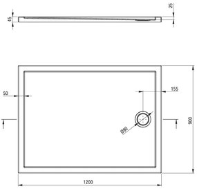 Deante Acrylic shower tray, rectangular, 120x90 cm