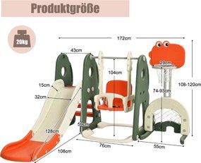 Costway Sada houpaček skluzavka a houpačka pro batolata 172 × 182 × 108-120 cm
