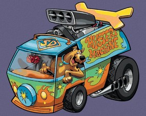 Malování podle čísel scooby a dodávka mystery machine (scooby doo), 40x50 cm, vypnuté plátno na rám