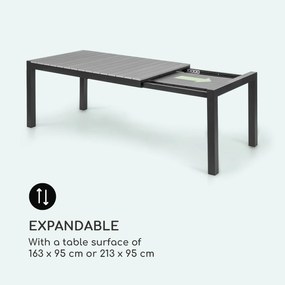 Menorca Expand, zahradní stůl, 163x95cm, hliník, polywood, antracitový