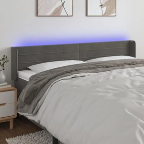 Čelo postele s LED tmavě šedé 183 x 16 x 78/88 cm samet 3123437