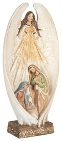 Béžová antik dekorace anděl se svatou rodinou Angel - 19*10*40 cm