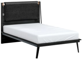 Studentská postel 120x200cm s USB Nebula - černá/šedá
