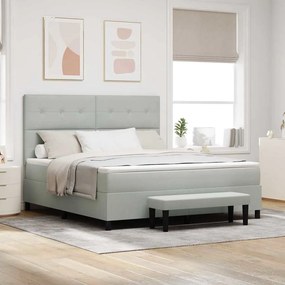 Postel s boxspringem s čelo Světle šedá 200 x 180 cm samet 3344528