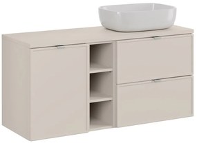 Závěsná skříňka Bella Cashmere s deskou a umyvadlem 120 cm kašmírová