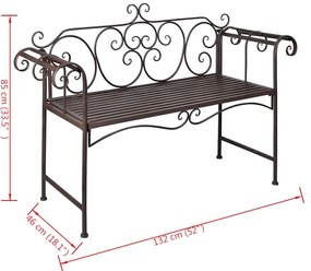 vidaXL Marketos Zahradní lavice 132 cm ocelová starožitná hnědá