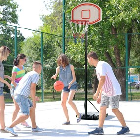 HOMCOM Venkovní basketbalový koš, nastavitelná výška 175-215 cm s kolečky, vnitřní basketbalový koš s podstavcem 71 x 45 cm, dárek pro teenagery