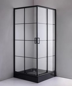 BPS-koupelny Čtvercový sprchový kout BL32B 90x90 černá/transparent + vanička SXL02B BL černá
