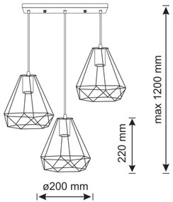 Lustr na lanku VIGO 3xE27/20W/230V