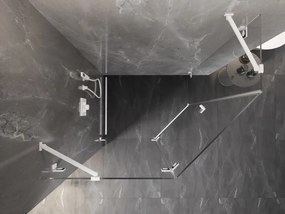 Mexen Lunar, Pětiúhelníkový sprchový kout Mexen Lunar naklápěcí doleva 100 x 90 cm, 8mm čiré sklo, bílý profil, 831-100L-090P-01-20-L