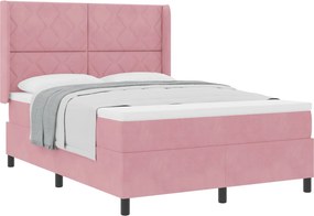Postel s boxspringem s čelo Růžová 160 x 200 cm samet 3342073