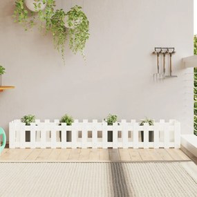 Vyvýšený záhon plotový design bílý 200x30x30 cm masiv borovice,  832503